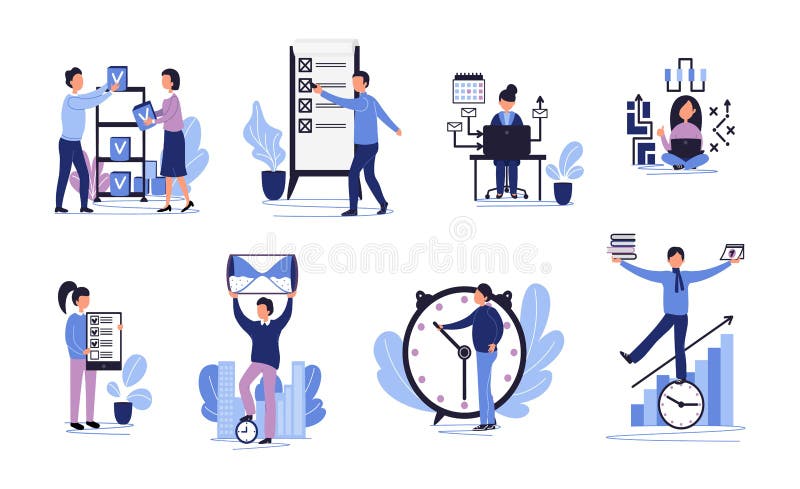 Effective Time Management Set with Flat Characters. Task and ...