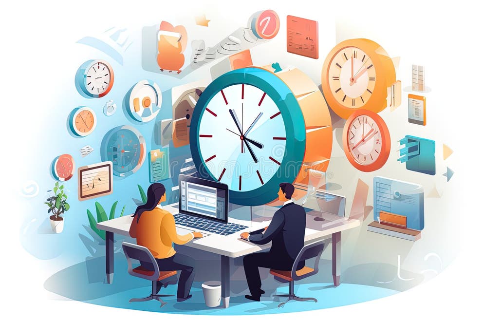 Effective Time Management Symbols Flat Elements Set with Tasks Planning ...