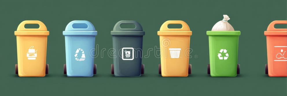 Sorting Waste at Home Using a Four Bin Layout with Clear Icons for ...