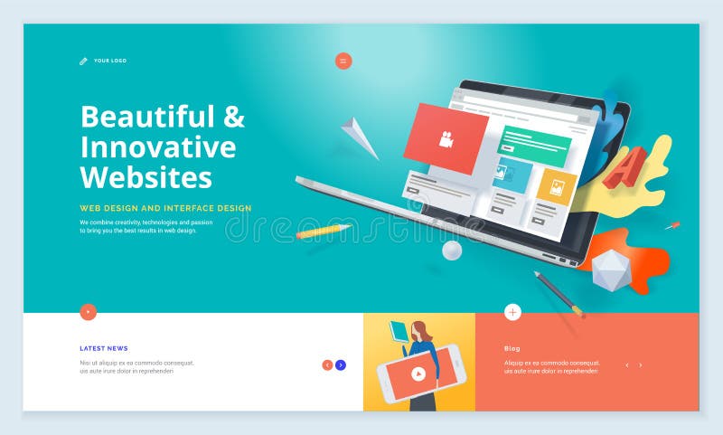 Effective Website Template Design Stock Vector - Illustration of flat ...