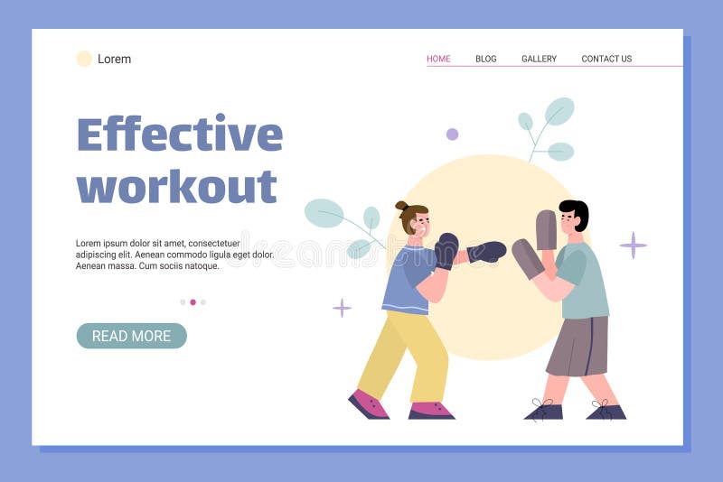 Effective Workout with Personal Coach Web Page, Flat Vector ...