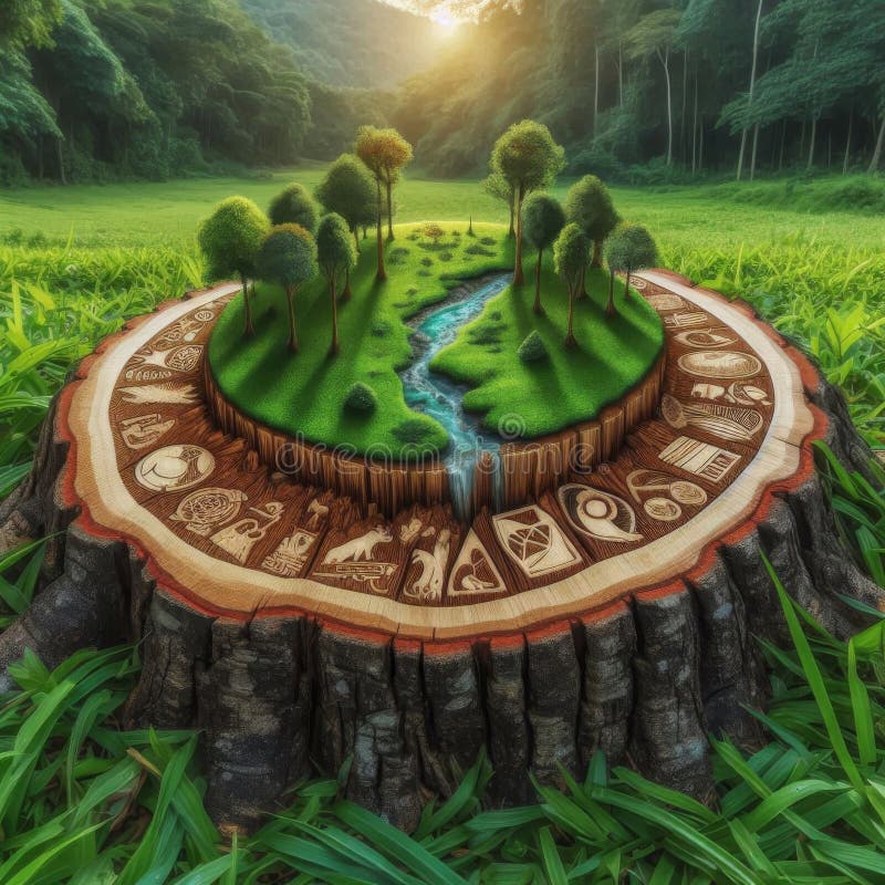 Effects of Deforestation Highlighted by Tree Stump on Green Grass with ...