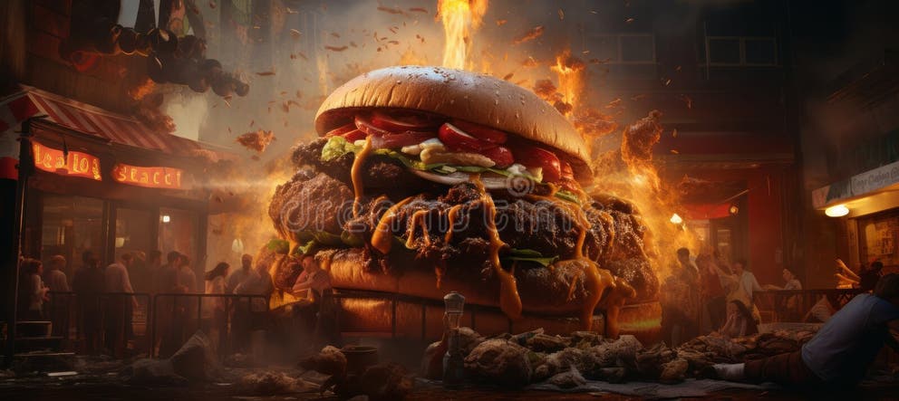 An after Effects Sequence Showing a Burger in a Crowded Place Stock ...
