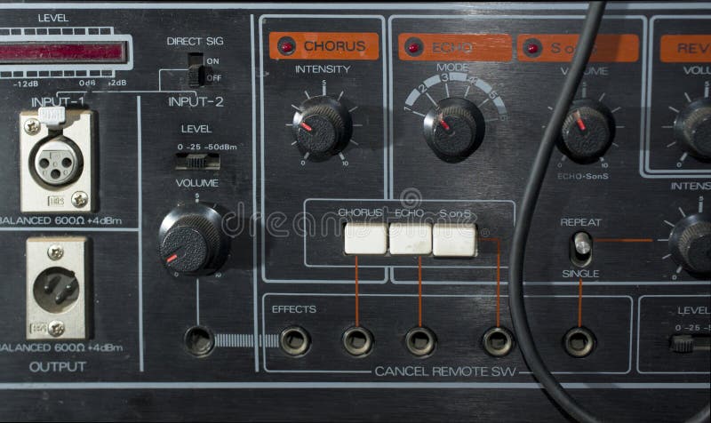 Effects Unit with Pedals and Compressors for Guitar Legs Stock Photo ...