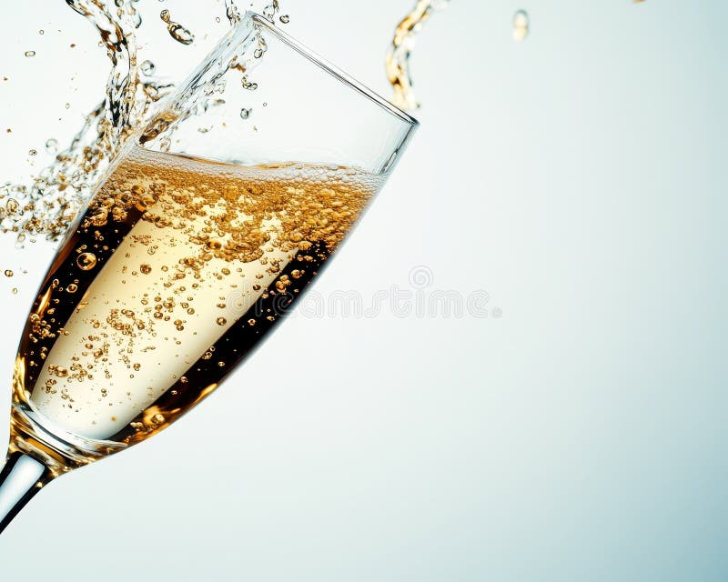 Effervescent Bubbles in Champagne Glass Close-Up Stock Illustration ...