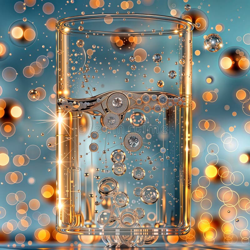 Effervescent Elixir with Bubbles on a Blue Backdrop, Generative Ai ...
