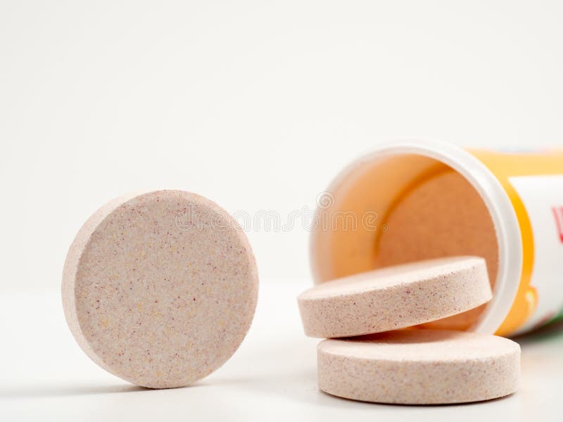 Effervescent Multivitamin Tablets on a White Background. Stock Image ...
