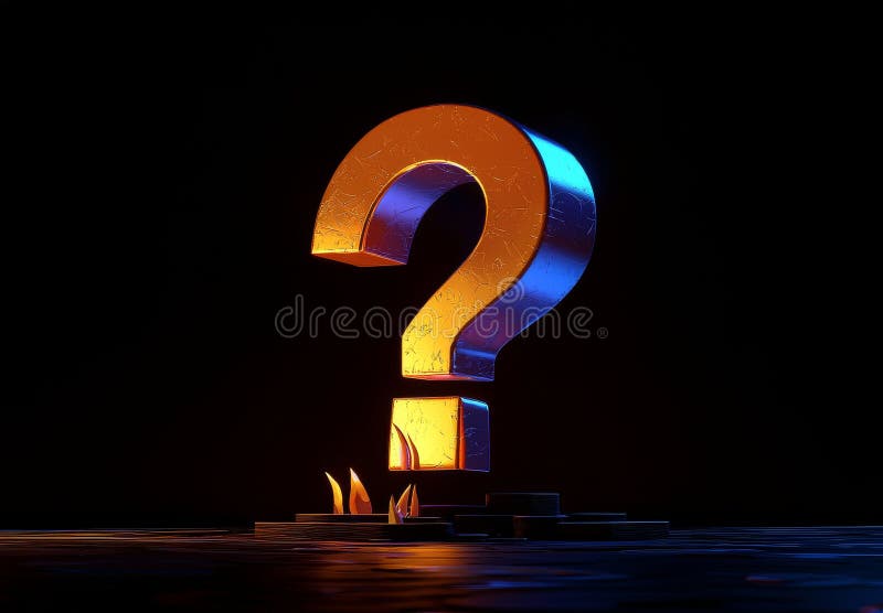 An Effervescent Neon Question Mark with Flames Emerges from the Center ...