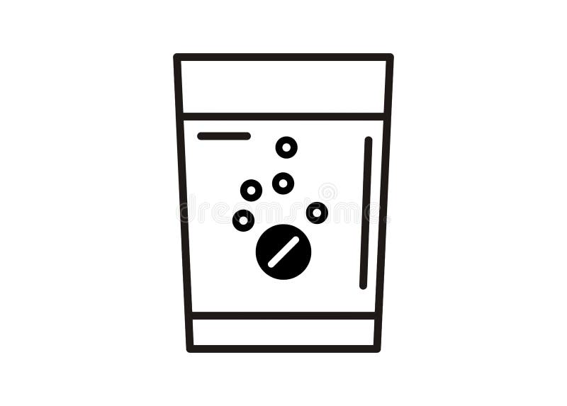 Effervescent Pill Dissolving into a Cup of Water. Simple Illustration ...