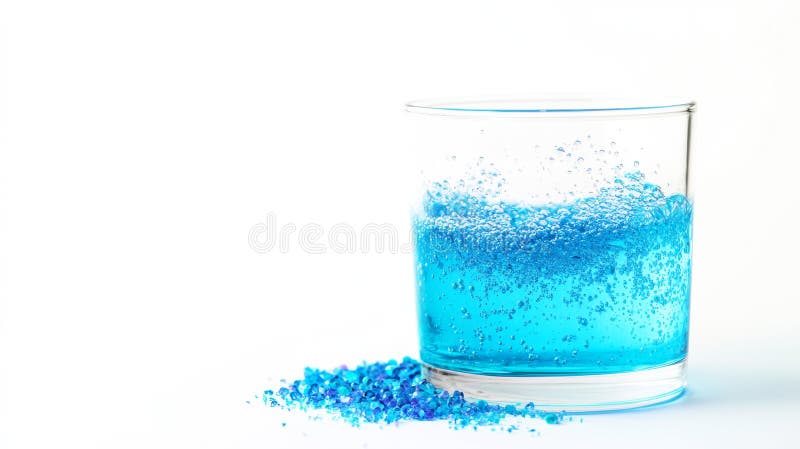 Effervescent Reaction of a Dissolving Tablet Creates Bubbles in Blue ...