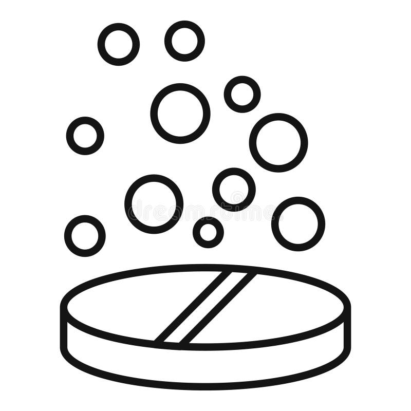 Effervescent Tablet Dissolving with Bubbles Icon Stock Vector ...