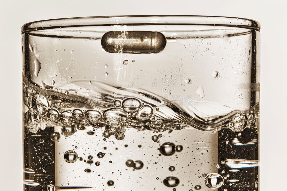 Effervescent Tablet Dissolving in a Glass of Water, Creating Bubbling ...