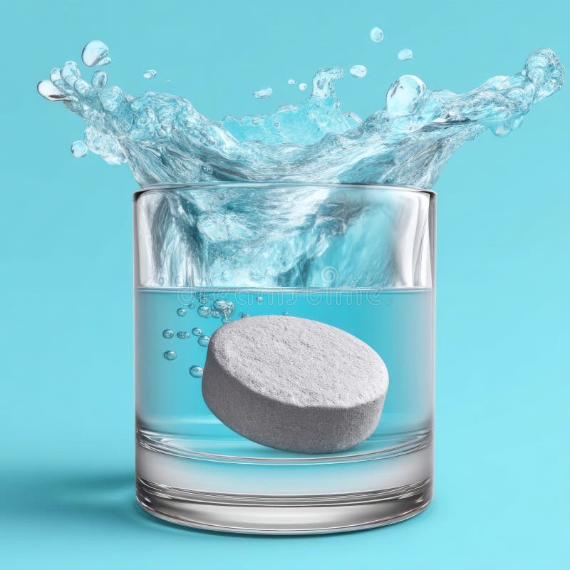 Dissolving Effervescent Tablet Creating Dynamic Splash Water Glass ...