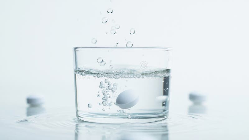 Effervescent Tablet Drops into Water Creating Bubbles and Splashes ...