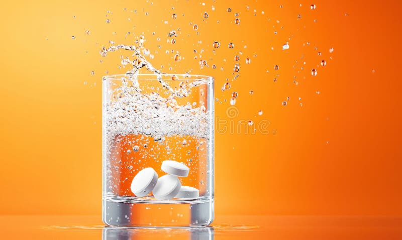 Effervescent Tablets Create a Refreshing Splash in a Glass of Water ...