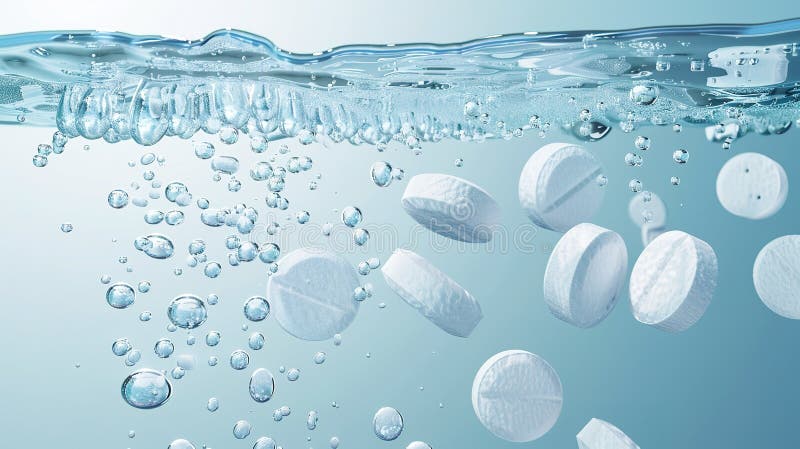 Effervescent Tablets Dissolving in Carbonated Water Creating Bubbles ...