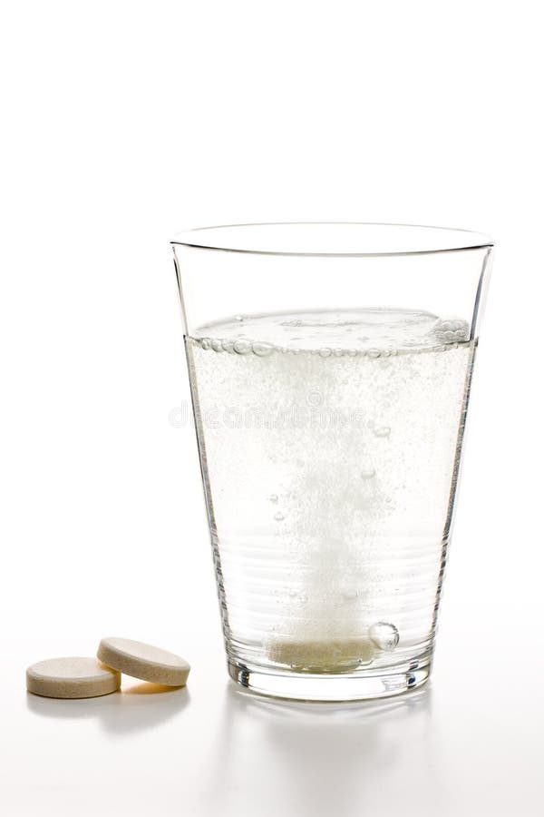 Effervescent Tablets and Glass with Water Stock Image - Image of liquid ...