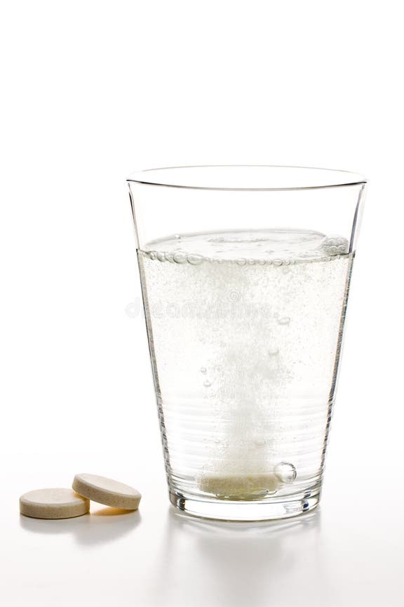 Effervescent Tablets and Glass with Water Stock Image - Image of liquid ...