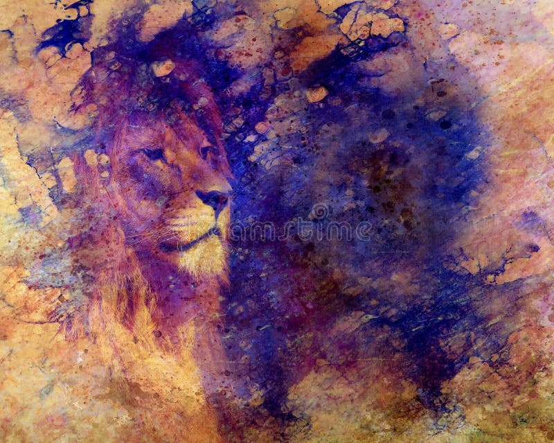 Effet De Visage Et De Graphique De Lion Collage D'ordinateur L'espace ...