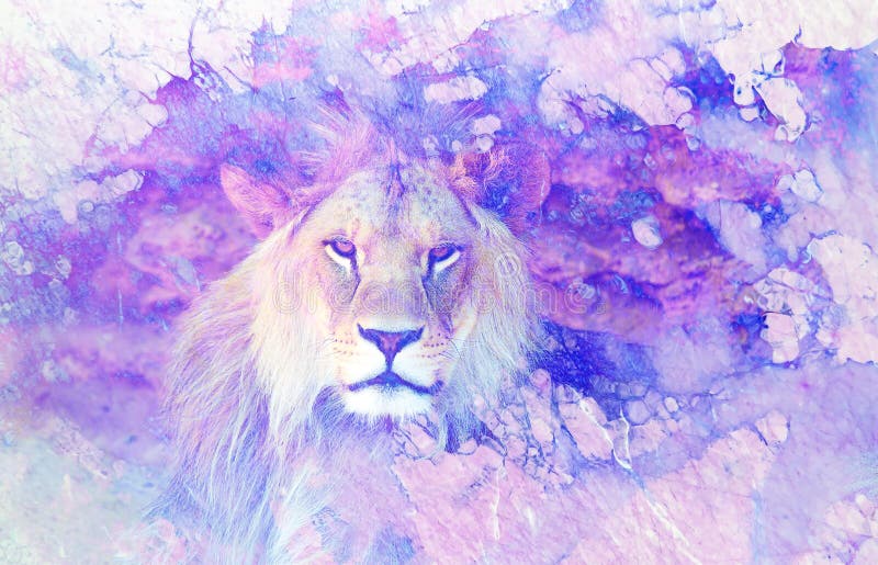 Effetto Del Fronte E Del Grafico Del Leone Collage Del Computer Effetto ...