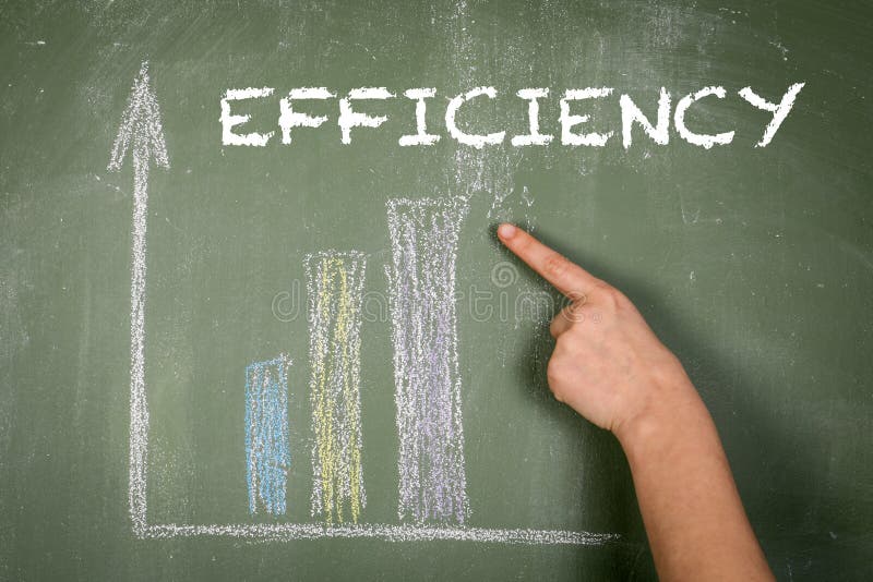 Efficiency Concept. Development Chart and a Woman& X27;s Hand on a ...