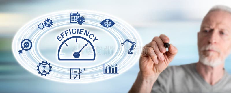 Man Drawing Efficiency Concept Stock Photo - Image of symbol, solution ...