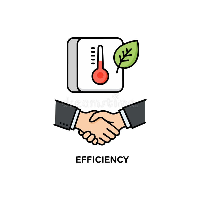 Efficiency Concept Handshake with Thermometer and Leaf Icon for Eco ...