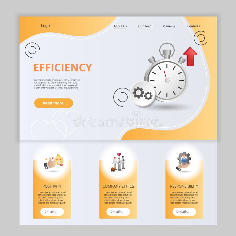 Efficiency Flat Landing Page Website Template. Positivity, Company ...