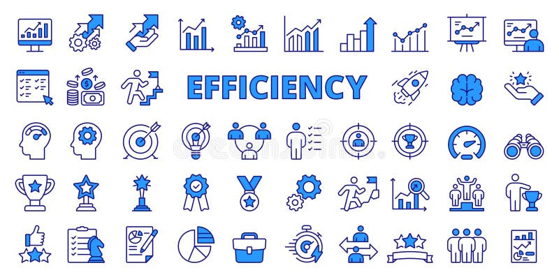 Efficiency Icons in Line Design, Blue. Efficiency, Productivity ... Efficiency Icons in Line Design, Blue. Efficiency, Productivity ...