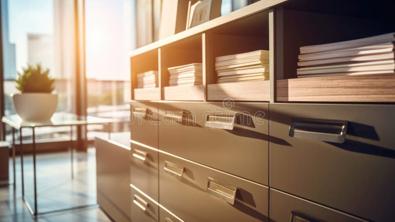 Open Drawers Revealing Neatly Organized Office File Folders and Pages ...