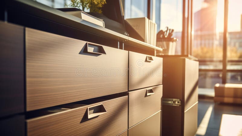 Open Drawers Revealing Neatly Organized Office File Folders and Pages ...