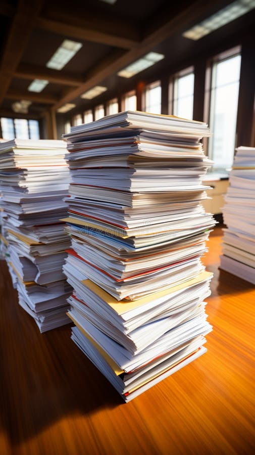 Efficiency in Paperwork a Neatly Stacked Collection of Printed ...