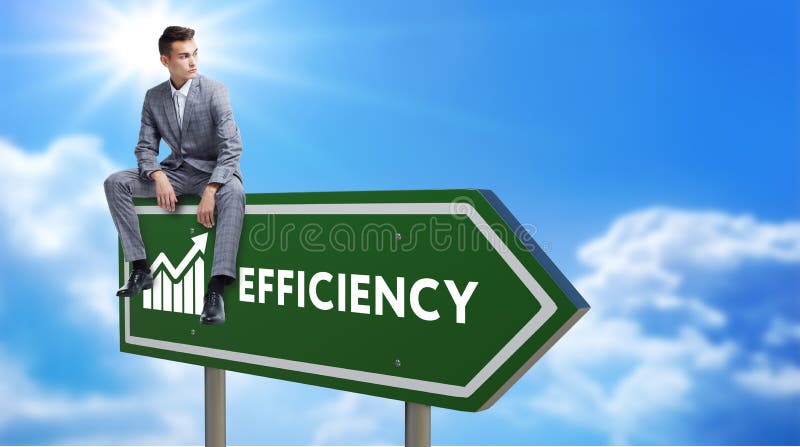 Efficiency Road Sign Against Clouds and Sunburst Stock Image - Image of ...