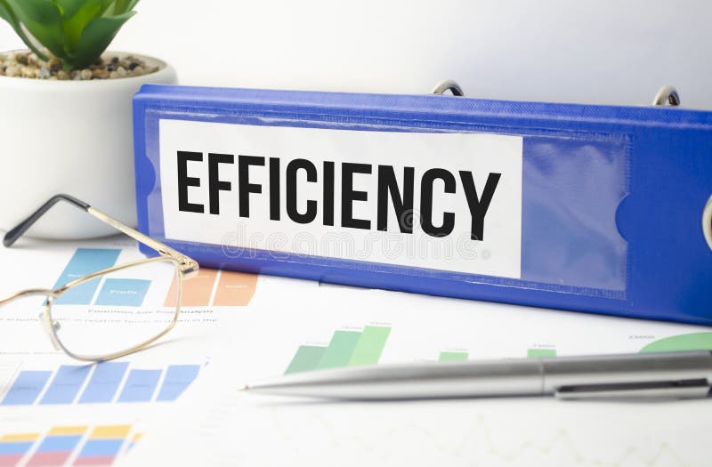 Efficiency Word on the Blue Folder. Motivation Concept Stock Photo ...