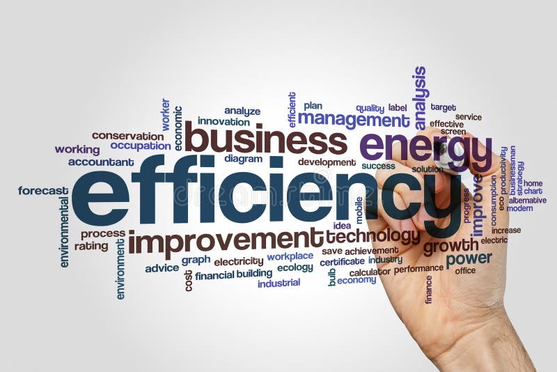 Efficiency Word Cloud Concept on Grey Background Stock Image - Image of ...