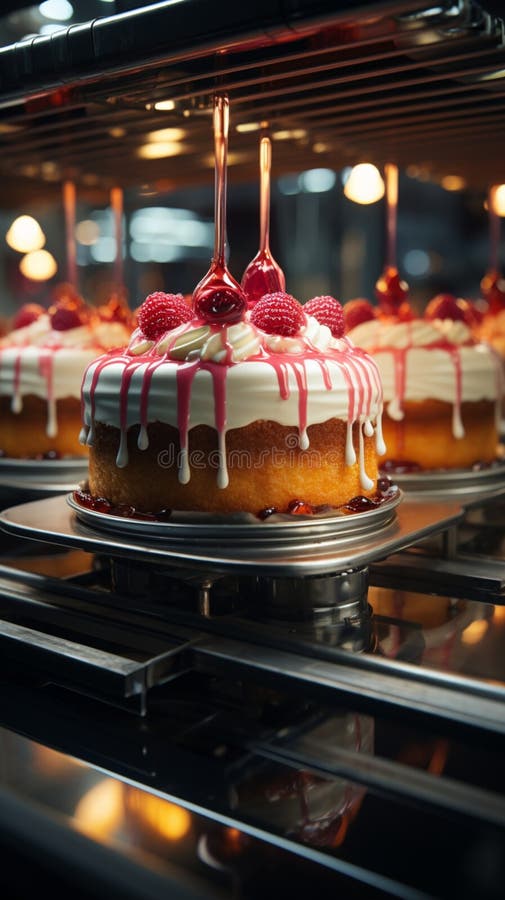 Efficient Assembly Line Moves Cakes Towards Final Decoration and ...