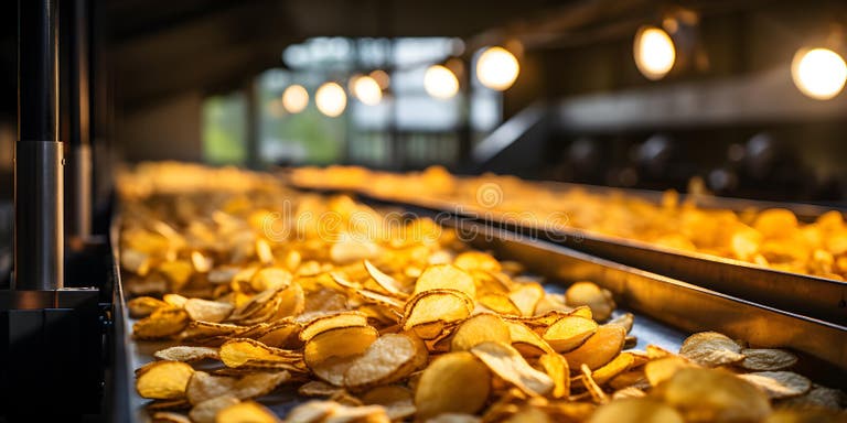 Efficient Assembly Line Operation in Factory that Packages Potato Chips ...