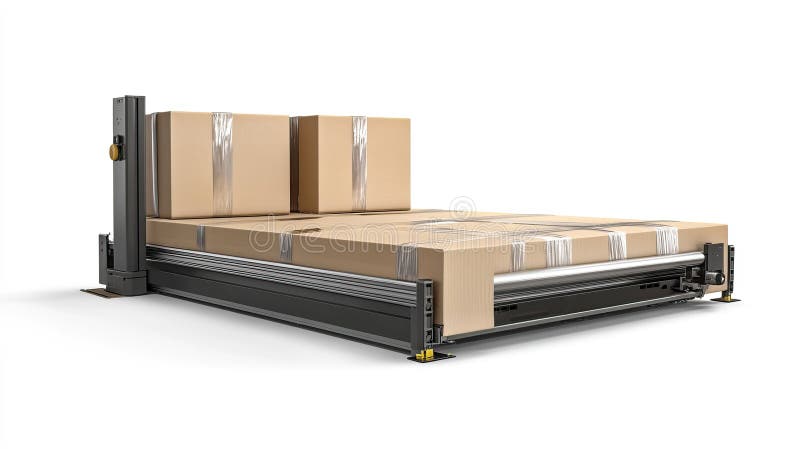 Efficient and Automated Pallet Wrapper with Boxes Neatly Organized and Ready for Shipping Stock ...