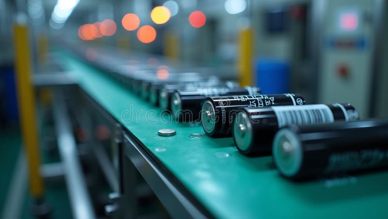 Efficient Battery Assembly Line in Electronics Factory Stock ...