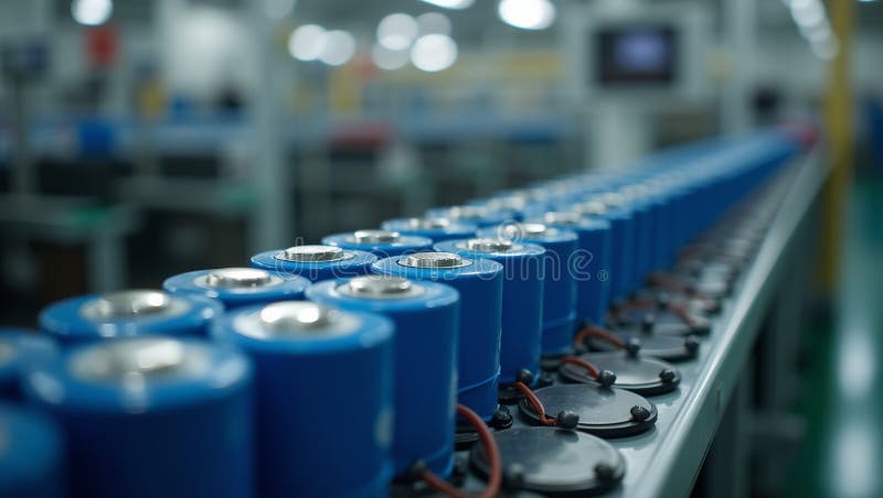 Efficient Battery Assembly Line in Electronics Factory Stock ...
