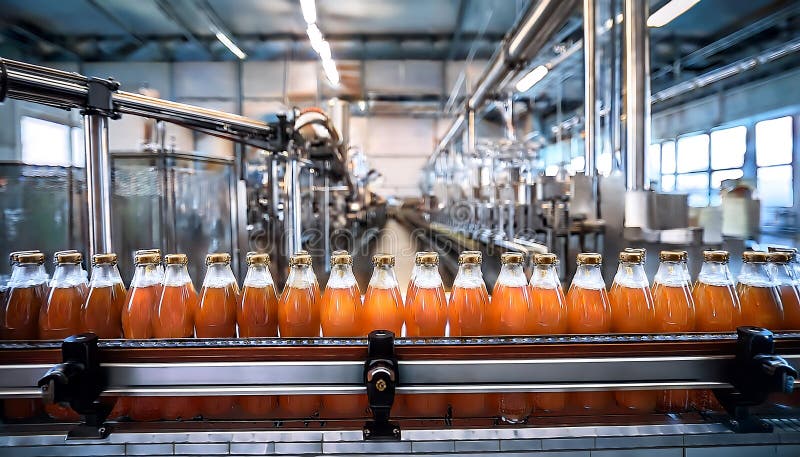 Efficient Beverage Production Line in a Factory Setting Stock ...