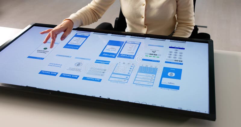 Efficient Business Woman Enhancing User Interface Design Stock Photo ...