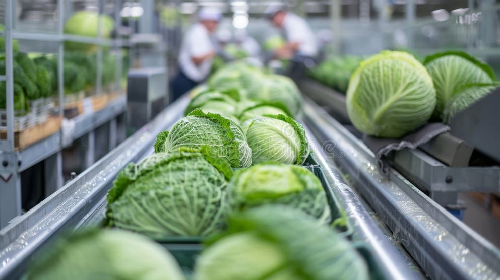Efficient Cabbage Packaging Process in a Modern Facility Stock ...