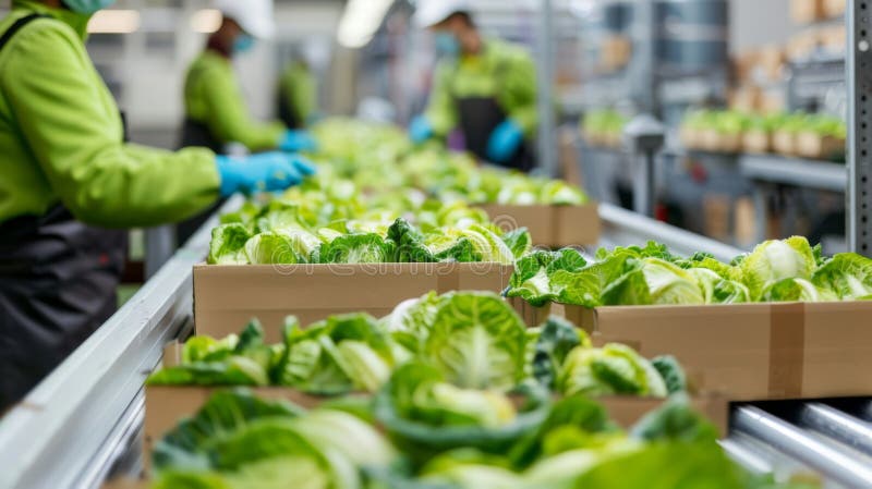 Efficient Cabbage Packaging Process in a Modern Facility Stock ...