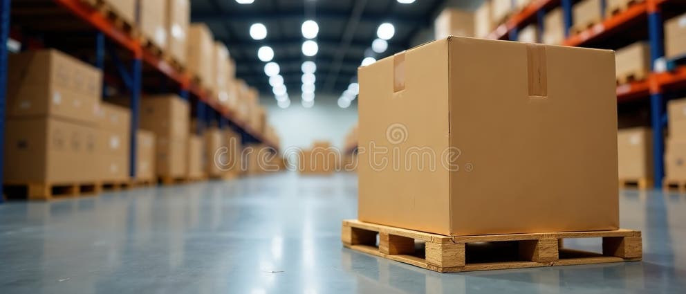 Efficient Cardboard Box Storage on Pallet in Modern Industrial ...