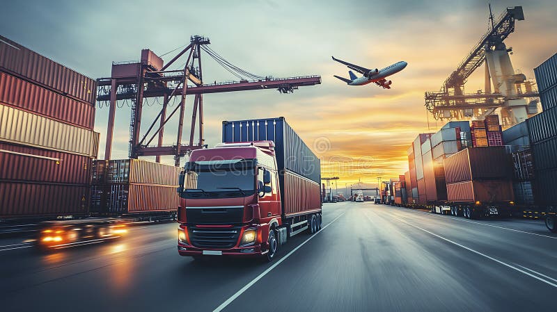 Efficient Cargo Movement Container Truck at Port Dock Stock Photo ...