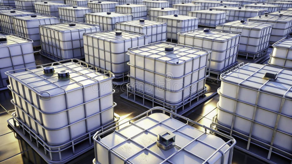 Efficient and Clean Industrial Liquid Storage Solutions 3D Rendered Top ...