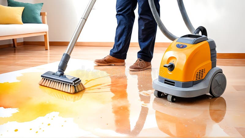 Efficient Cleaning: Person Using Vacuum Cleaner on Hardwood Floor with ...