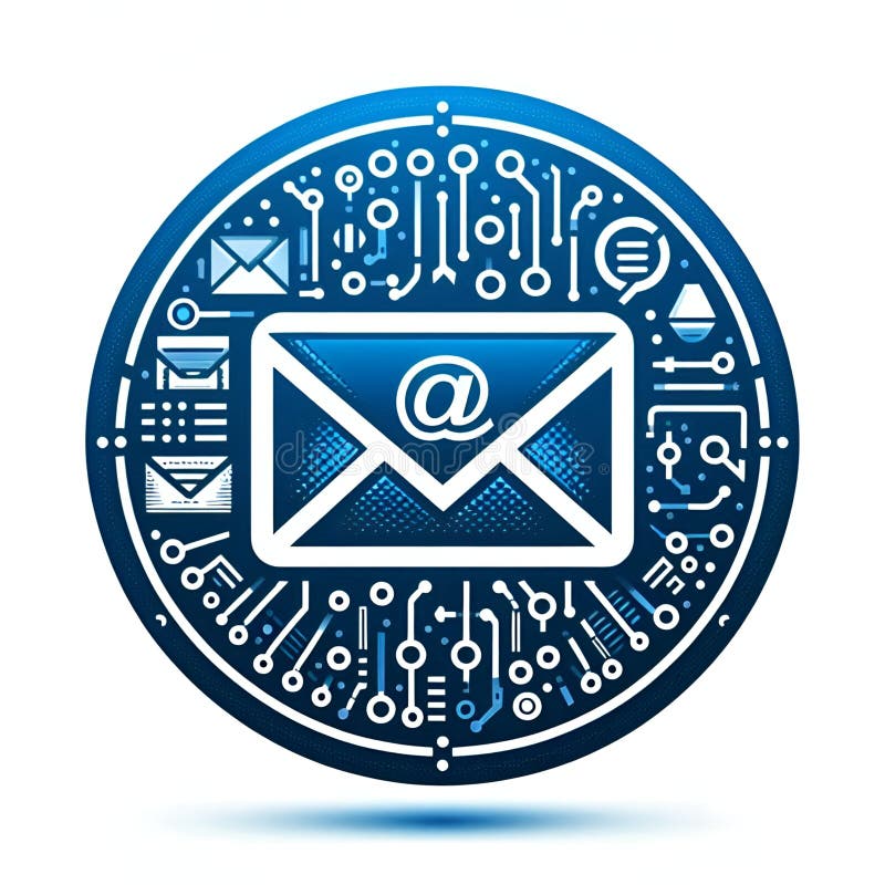 Efficient Communication: Blue Email Icon, Generative AI. Stock ...