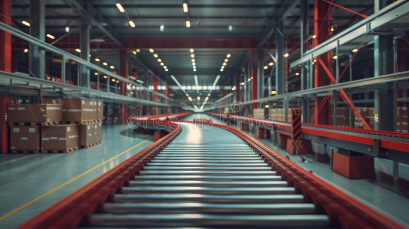 Efficient Conveyor Belt Operation in a Warehouse Stock Illustration ...